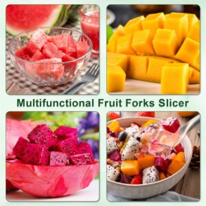 2-in-1 Stainless Steel Watermelon Slicer,Watermelon Fork Slicer Cutter,Portable Dual Head Cube Watermelon Slicer Knife,Fruit Forks Slicer Tool for Family Parties Camping Kitchen Gadget (2PCS)