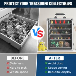 ONULISS Miniatures Storage Case with 5 Metal Trays Adjustable Shoulder Strap Miniature Display Case Transport Case with Clear Acrylic Security Door Gift for Miniature Lovers Collectibles.