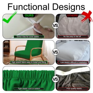 Aibiley 8Pcs Stretch Outdoor Cushions Cover for Patio Furniture,Patio Cushion Covers Replacement for Chair Couch,Soft Elastic Washable Sofa Seat Slipcover Indoor,with Fixed Ties-Dark Green