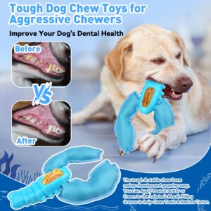 BIKIISEN Squeaky Interactive Dog Toys for Aggressive Chewers, Dog Chew Toys to Keep Them Busy, Indestructible Chew Dog Toy, Tough Dog Toys for Small Medium Dogs (Blue)