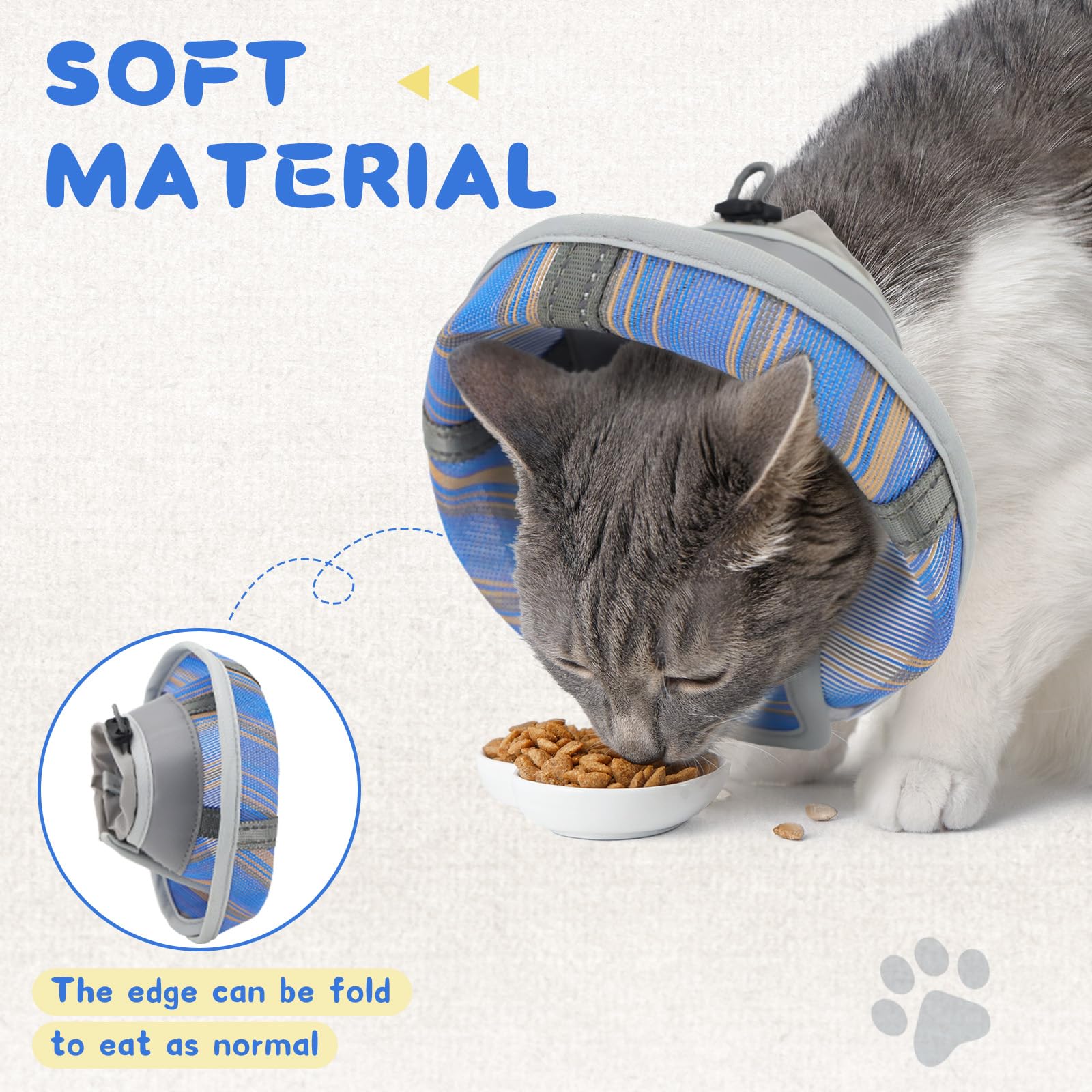 Supet Cat Cone Collar Soft, Air Mesh Cat Recovery Cone After Surgery to Stop Licking, Adjustable Breathable Cat Neck Cone Alternative for Small Kitten Cats, Lightweight Cat Head Cone Anti Scratch (M)