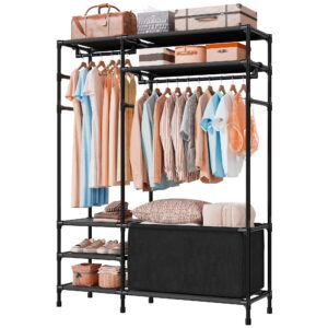 raybee clothing rack, portable clothes rack with large storage bag closet rack for storage shoes, clothes, quilts, bags, clothing racks for bedroom, cloakroom, entryway 41.9" w x16.1 d x 67.6" h