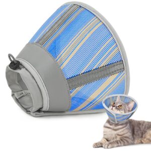 supet cat cone collar soft, air mesh cat recovery cone after surgery to stop licking, adjustable breathable cat neck cone alternative for small kitten cats, lightweight cat head cone anti scratch (m)