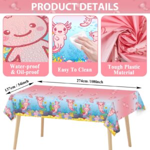 chiazllta 20 Guests Pink Cartoon Axolotl Birthday Party Supplies Reptile Animals Party Tableware Set Girl Axolotl Party Decor Favors Disposable 7-Inch Plates Napkin Tablecloths for Axolotl Baby Shower