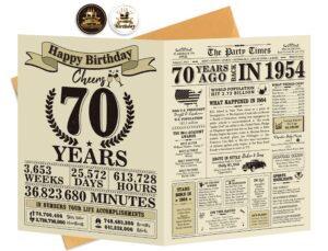 ogeby funny 70th birthday gifts for women men, jumbo 70th birthday card for dad mom grandma, gifts for 70 year old woman man, vintage back in 1954 birthday cards gifts, 70th birthday decorations