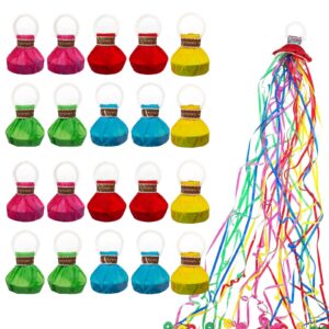 20 pcs throw streamers colorful hand held streamer no mess confetti with yarn bag crackers party wedding engagement graduation party favors shows supplies（random color）(20)