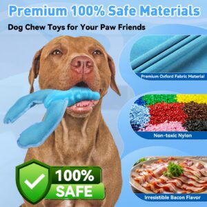 BIKIISEN Squeaky Interactive Dog Toys for Aggressive Chewers, Dog Chew Toys to Keep Them Busy, Indestructible Chew Dog Toy, Tough Dog Toys for Small Medium Dogs (Blue)