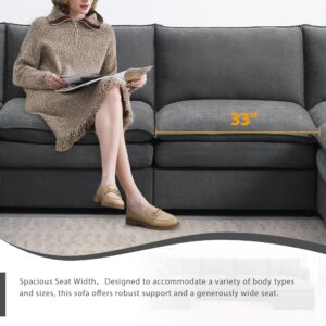 ONEMMLION 134" Cloud Couch Sectional Sofa with Ottomans, Modular Sectional Couch with Double Cushions, Modern 6 Seat Comfy Oversized Chenille U Shaped Couch for Living Room, Grey