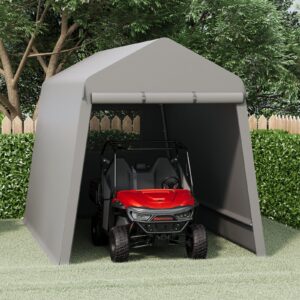 outdoor storage tent 7 * 12 ft,storage shelter shed,waterproof carport with roll up doors & vents outdoor storage shed for atv,bike, motorcycle, and gardening tools-grey