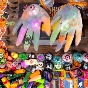 linaye 220pcs halloween party favors for kids, non-candy halloween treats bulk, halloween gloves stuffed halloween toys bulk for kids, halloween treat goodie bag fillers stuffers for kids