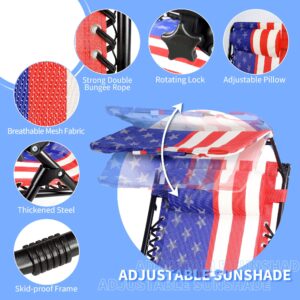 Colorsoul Zero Gravity Chair, Outdoor Adjustable Folding Reclining Lounge Chair, with Adjustable Sunshade, Head Pillow and Holder Tray, for Poolside Backyard and Beach (American Flag)