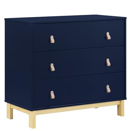 Delta Children babyGap Legacy 3 Drawer Dresser with Leather Pulls and Interlocking Drawers, Navy/Natural