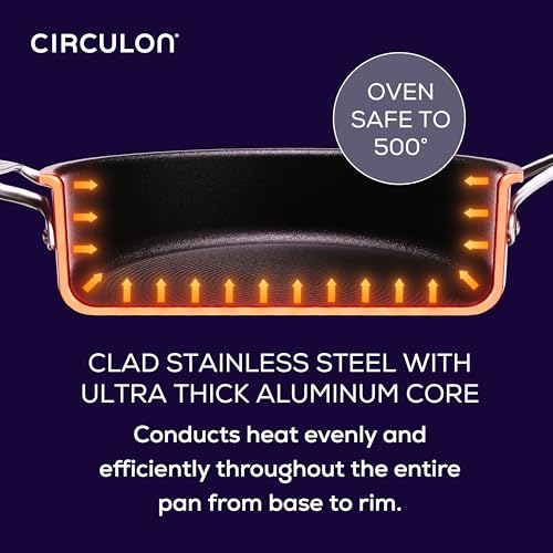 Circulon C1 Series Clad Stainless Steel with ScratchDefense Technology Cookware Nonstick Induction Stockpot with Lid, Metal Utensil Safe, 8 Quart - Polished Stainless Steel