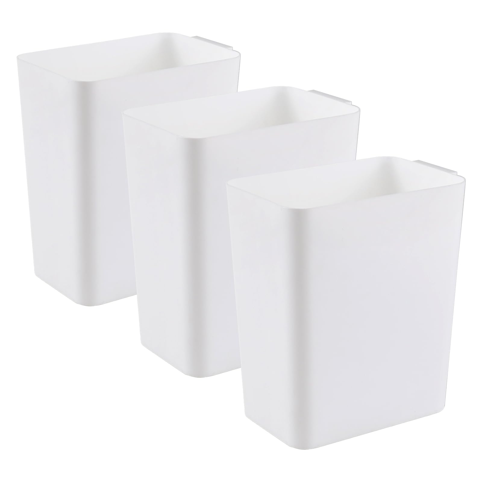 Kiddream 3 Pack 4.5 Gallon Deskside Wastebasket, Plastic Slim Trash Can, White