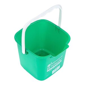 Restaurantware RW Clean 3 Quart Cleaning Bucket 1 Detergent Square Bucket - with Measurements Built-in Spout and Handle Green Plastic Utility Bucket for Home Or Commercial Use (Pack of 2)