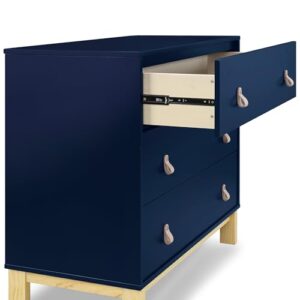 Delta Children babyGap Legacy 3 Drawer Dresser with Leather Pulls and Interlocking Drawers, Navy/Natural