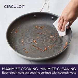 Circulon C1 Series Clad Stainless Steel with ScratchDefense Technology Cookware Nonstick Induction Frying Pan/Skillet with Lid, Metal Utensil Safe, 12.5 Inch Fry Pan - Polished Stainless Steel