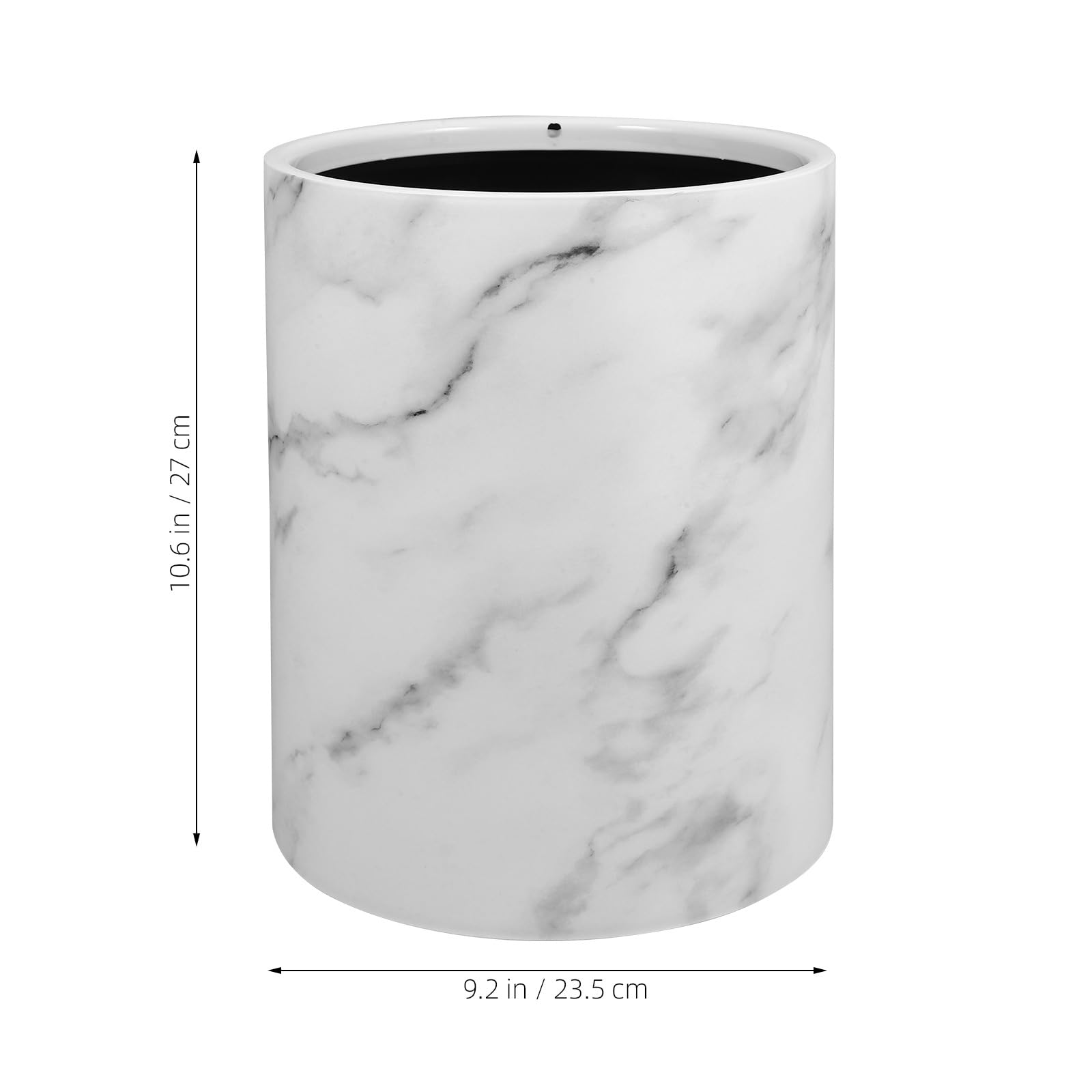 ABOOFAN Marble Design Small Trash Can, Plastic Round Trash Can Bathroom Wastebasket Garbage Can Office Recycle Bin for Bathroom Bedroom Home Office White