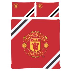 foco officially licensed manchester united fc football core stripe double duvet cover bedding set