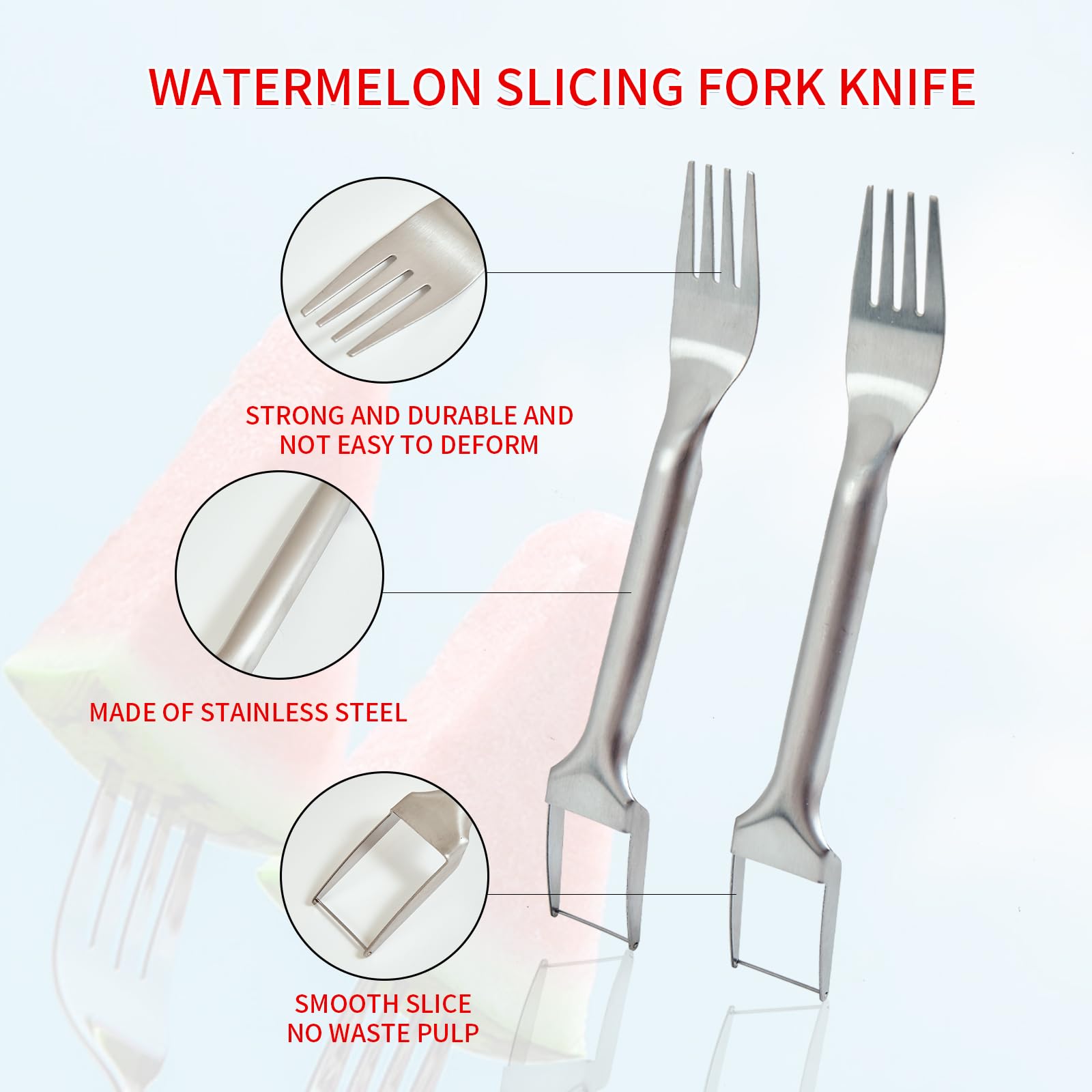 2Pcs Watermelon Cutter,2 in 1Watermelon Slicer Cutter Tool,Fruit Cutter Watermelon, Watermelon Slicer Cutter Tool Portable Fruit Slicing Knife and Fork for Family Party Camping