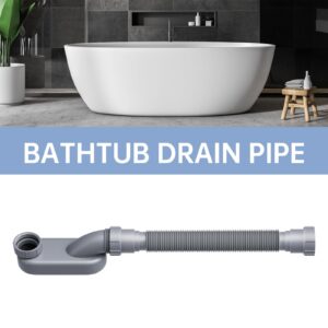 Oblectatio Low Profile Flexible Bathtub Shower Drain Pipe Kit - Flat P Trap for Freestanding Tub, 1 1/2 or 1 1/4 Inch, Gray