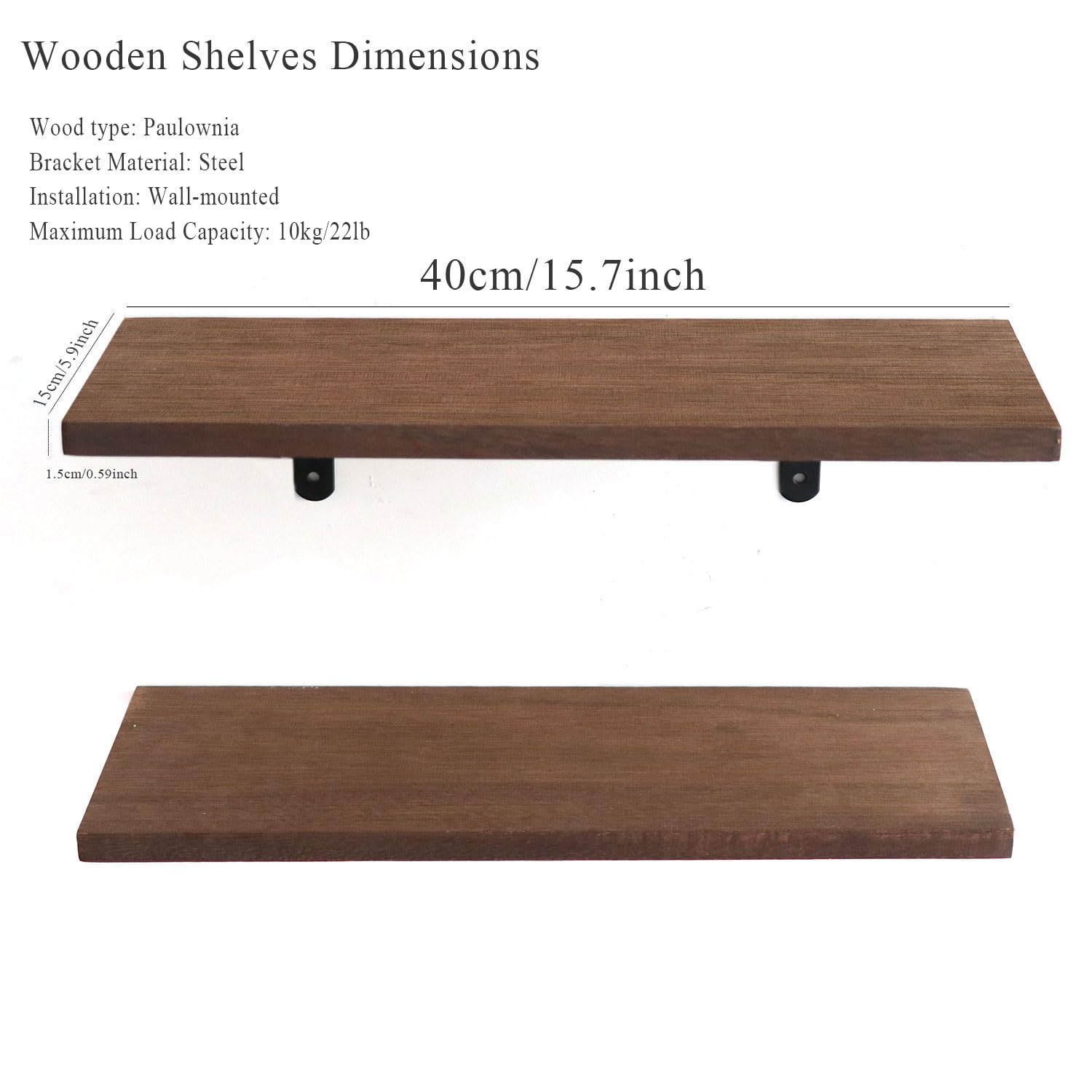 Giaford Wooden Floating Shelves Set of 2,Wall Shelves for Storage Display and Organization Farmhouse Shelf for Bedroom, Bathroom,Living Room and Kitchen