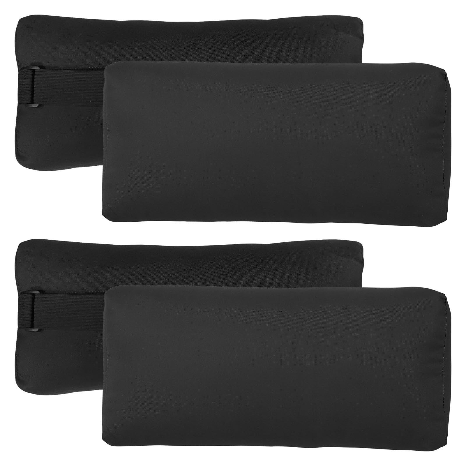 Rasugarlary Patio Chaise Head Pillow, Pack of 4 Black Headrest Pillows with Elastic Band Outdoor Water Resistant Pillow for Patio Garden Pool Patio Chairs