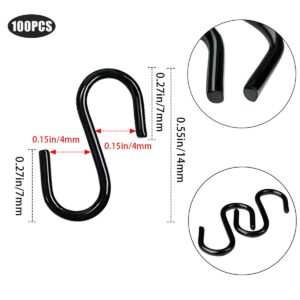 100 Pcs Mini S Hooks for Hanging, 1/2 Inch S Shaped Hooks, Ornament Hooks, S Hangers Hooks, S Hanging Hooks, Wire Hooks, Metal S Hooks for Crafts, Jewelry Keychain Necklaces