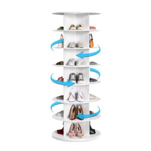 slumber castle rotating shoe rack tower, 7 tier revolving shoe rack, 360° spinning shoe rack for closet, vertical shoe tower organizer, easy to assemble closet organizers and storage for handbag,shoe