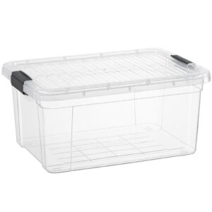 superio clear storage box with lid, 11 quart plastic container bins for organizing, stackable crates, bpa free, non toxic, odor free, organizers for home, office, school, and dorm