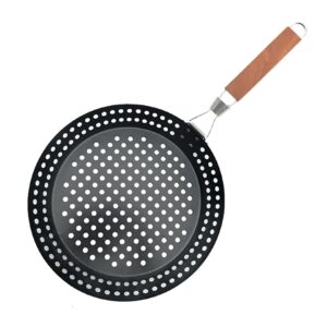 generic grill pan with folding handle bbq pan, grill skillet pizza grill pan (11"") grill pan perfect for fry chapati cooking vegetables and seafood, black