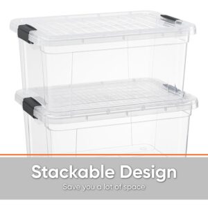 Superio Clear Storage Box with Lid, 11 Quart Plastic Container Bins for Organizing, Stackable Crates, BPA Free, Non Toxic, Odor Free, Organizers for Home, Office, School, and Dorm