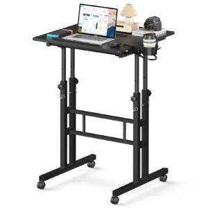 small standing desk with wheels, stand up desk, mobile desk, portable standing desk on wheels, standing desk for walking pad, rolling desk adjustable height, rolling computer desk, tall desk on wheels