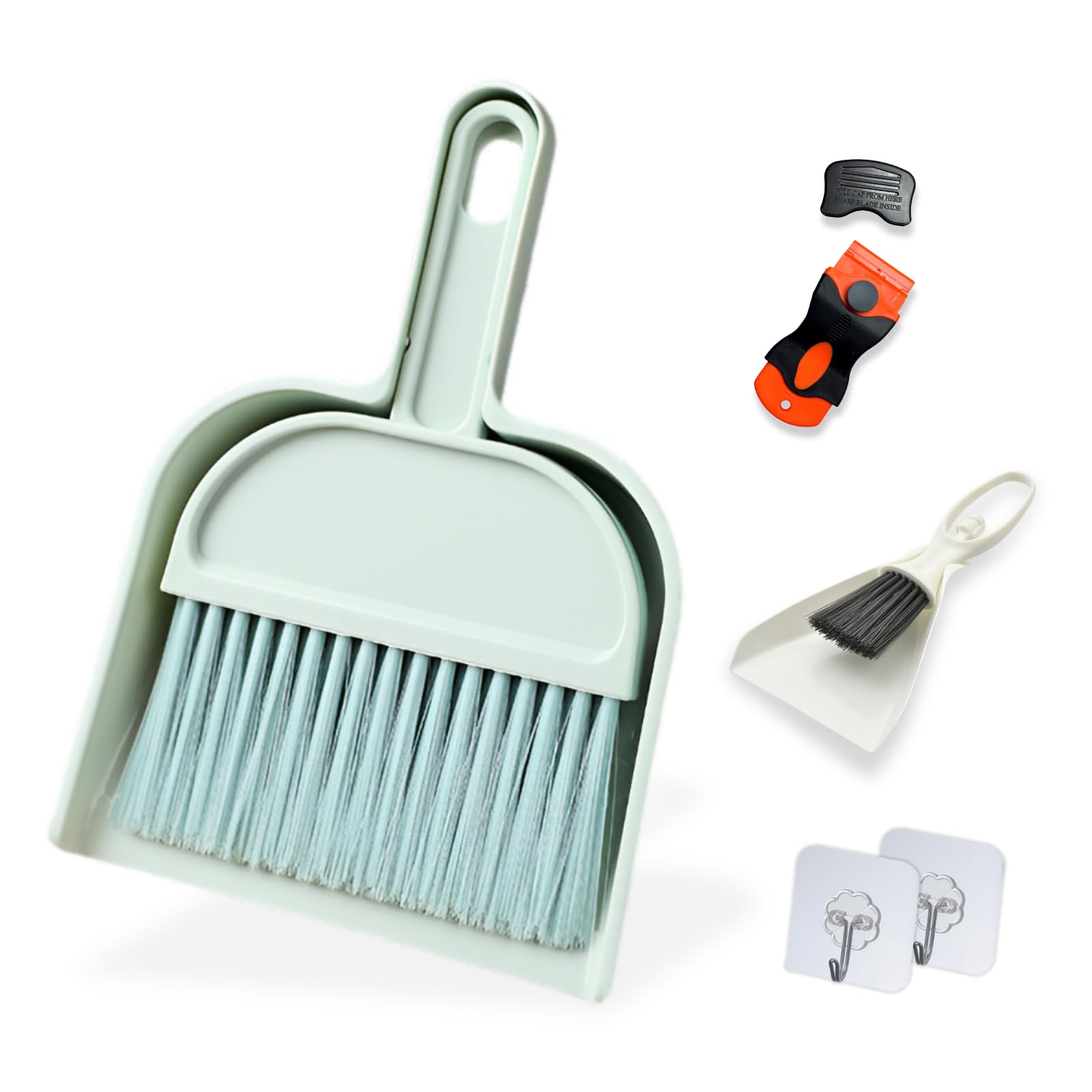 Handheld Mini Broom & Dustpan, Brush & Scraper Set for Pet Litter, Cage Cleaning, Desk and Tight Corners - Bird, Rabbit, Reptile, Small Animal Cage Cleaner