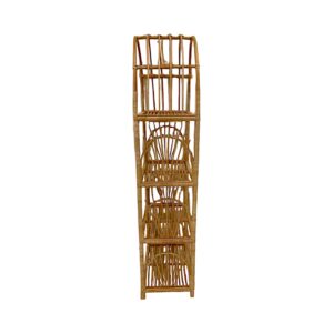 Generic Wicker Storage Shelf Bookcase, Rattan Boho Rack for Living Room, Bedroom, Dining Room, Kitchen, Entryway, Brown, WS131