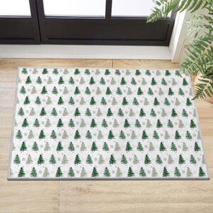 artoid mode xmas tree snowflakes christmas area rug, winter home decor low-profile non-slip washable door mat for entryway bedroom living room laundry room indoor 2x3 feet