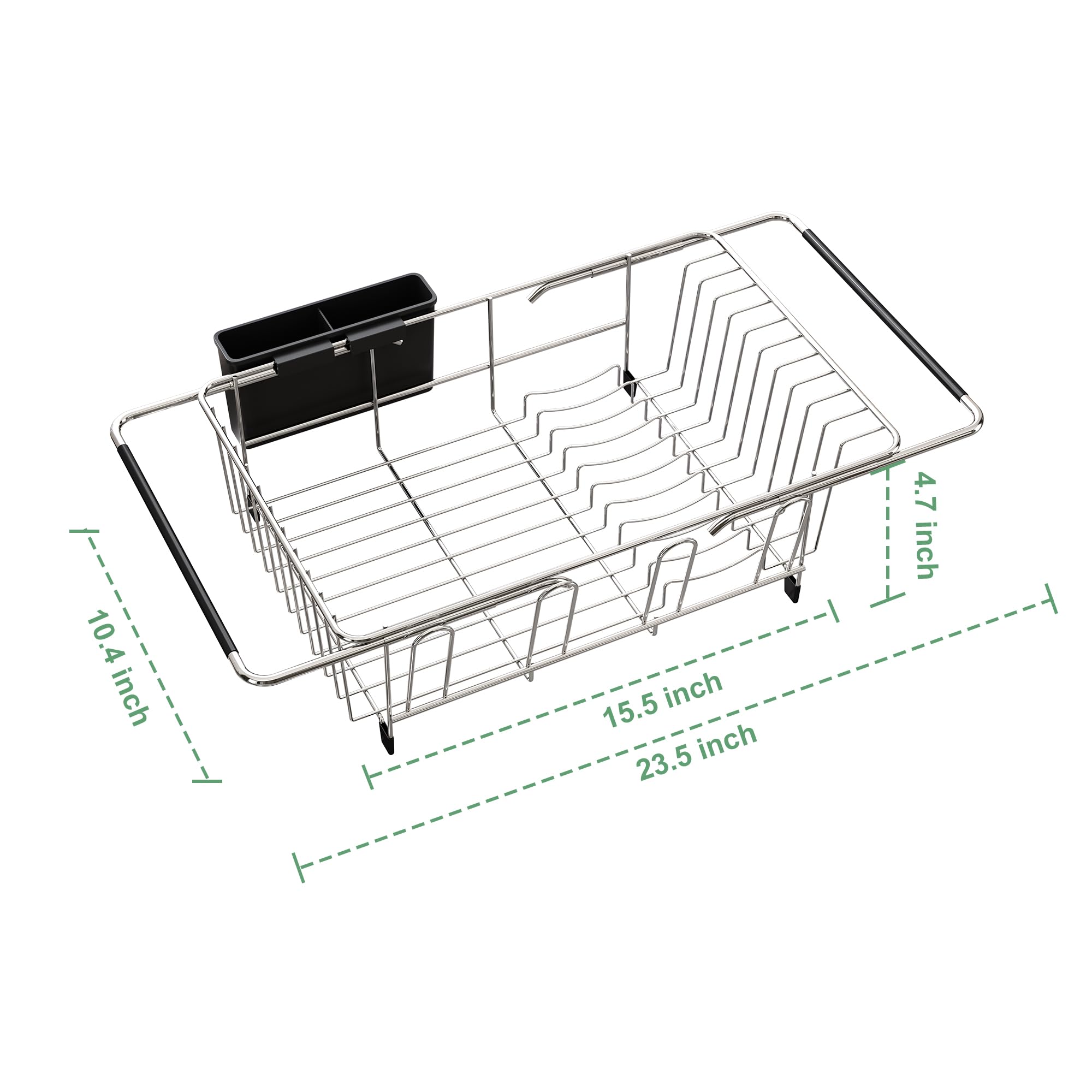 MAJALiS Dish Drying Rack in Sink - Small Dish Drainers for Kitchen Sink, Over The Sink Dish Racks with Utensil Holder, Stainless Steel Dish Rack in Sink, Silver