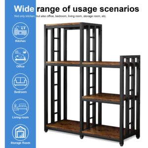 YCHF 6-Tier Kitchen Bakers Rack, Multifunctional Storage Shelf, Mini Fridge & Microwave Oven Stand Table, Coffee Bar, Adjustable Kitchen Shelves Freestadning (Rust Brown02)