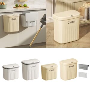 JONbinbkl Wall Mounted Trash Can Bin with Lid Waste Bin 8.5/12L Kitchen Hanging Trash Bin Garbage Recycle Dustbin Rubbish Bins, White, large