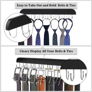 Hoomast Belt Hanger Belt Organizer Tie Rack Tank Top Bra Hanger Tie Hanger Bra Organizer for Closet with 14 Hooks,Upgraded 360°Rotating,Space Saver for Tank Top, Underwear & Tie 1pcs Storage