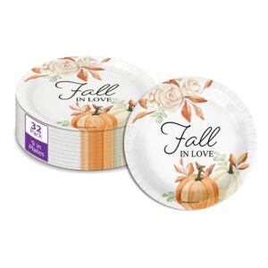 birthday galore fall in love bridal shower party supplies large 9" paper plates in bulk 32 piece