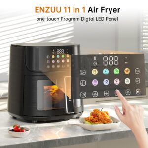 Air Fryer 11-in-1, Large 5.8 QT Airfryer with Easy View Windows, MAX 450℉ for Crispy, 85% Less Oil, Fast Roast, Preheat, Shake, Bake, Frozen, Non-Stick Basket for Easy Clean, With Professional Recipes