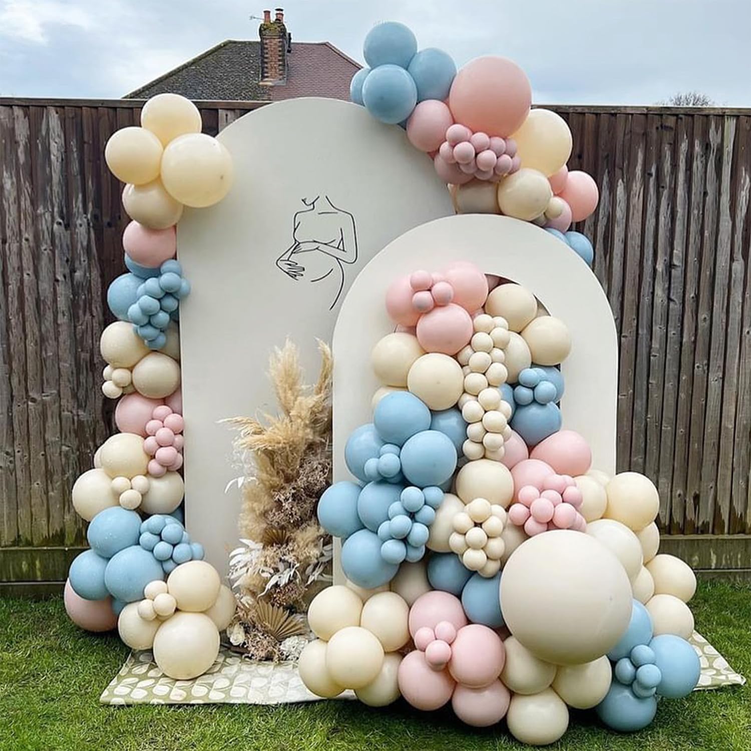 Gender Reveal Decorations,154pcs Pink Blue White Balloon Arch Garland Kit,Dusty Pink Dusty Blue White Sand Balloons For Boho Gender Reveal Oh Baby Shower Bear Birthday Party Decoration