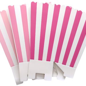 Chloe Elizabeth Mini Popcorn & Candy Favor Treat Boxes For Birthday, Bridal and Baby Shower - Assorted Striped Design - 36 Count (Pink Ombre Mix)