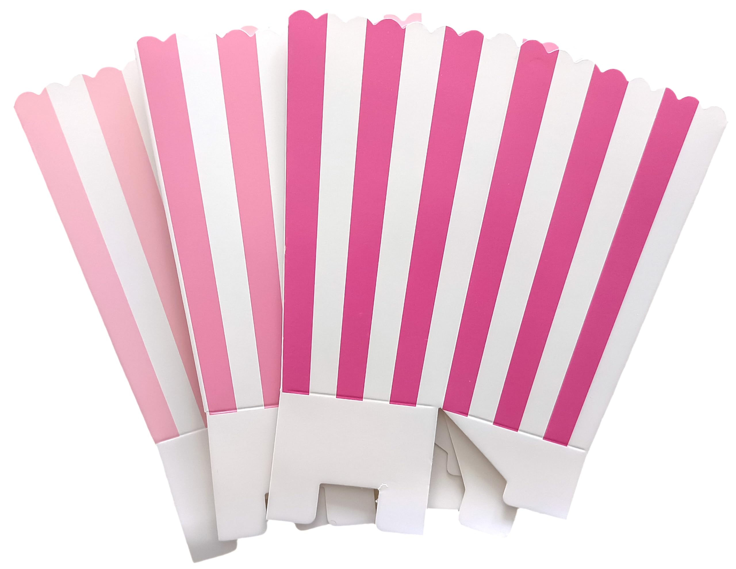 Chloe Elizabeth Mini Popcorn & Candy Favor Treat Boxes For Birthday, Bridal and Baby Shower - Assorted Striped Design - 36 Count (Pink Ombre Mix)