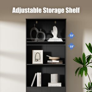 Housoul Black Bookshelf with Drawers, 63" Tall Bookshelf with Storage, 3 Shelf Bookcase with Adjustable Shelf, 3 Tier Modern Bookshelf, Open Shelves Bookcase, Unique Bookshelf for Bedroom & Office