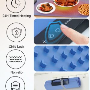 Food Warming Mat for Electric Warming Tray: 24H Timer Full Surface Heating Food Warmer - 7 Temperature Portable Food Warming Mat for Buffet - Silicone Heating Mat for Parties and Daily Use