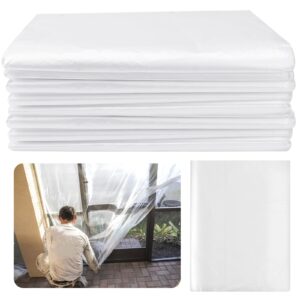 8 pack 12 x 9 ft extra large plastic drop cloths for painting, thickened painter's disposable plastic cover for painting protection,plastic tarp sheeting for painting furniture floor protector (8)