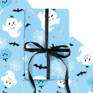 12 sheets halloween wrapping paper blue ghost pumpkin bat printed gift wrap paper folded flat art decorative paper for happy boo day gifts wrapping baby shower diy crafts, 19.7 x 27.5 inch