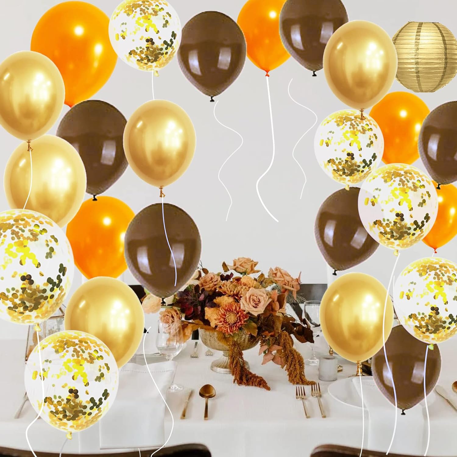 Fall Balloons/Fall Bridal Shower Decorations Brown Orange Gold/Fall Birthday Decorations/Thanksgiving Party Wedding 20pcs Brown Orange Balloons